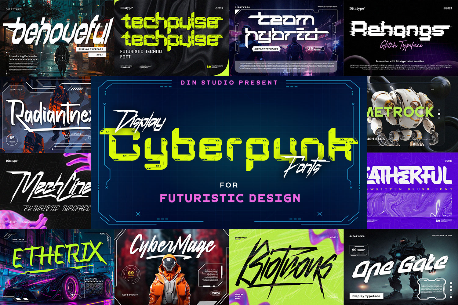 Display Cyberpunk Fonts for Futuristic Designs